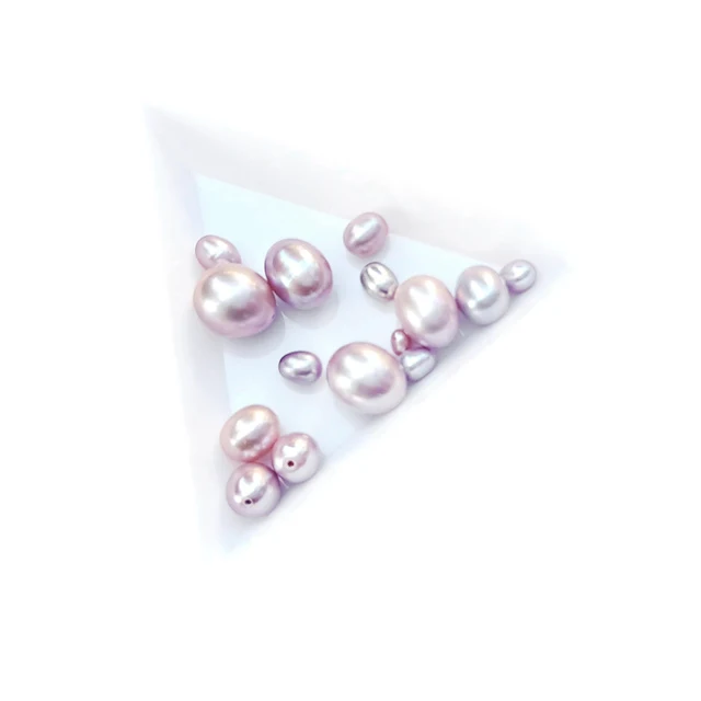 Natural Pearl Color Natural Freshwater Pearl Oval Shape with Half Hole ...