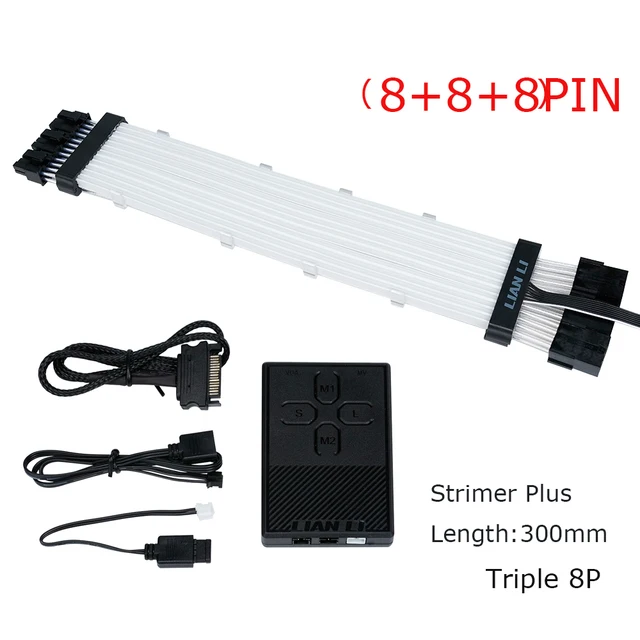 LIANLI ARGBエクステンションケーブル STRIMER PLUS TRIPLE 8PIN V2 LEDストリップ幅2.1mm GPU 【特価】