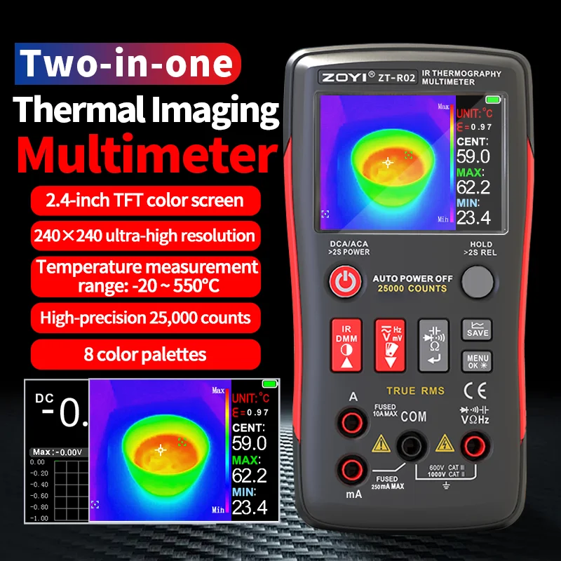 ZOYI ZT-R01/R02 Thermal Imaging Multimeter 2-in-1, Infrared Thermometer ...