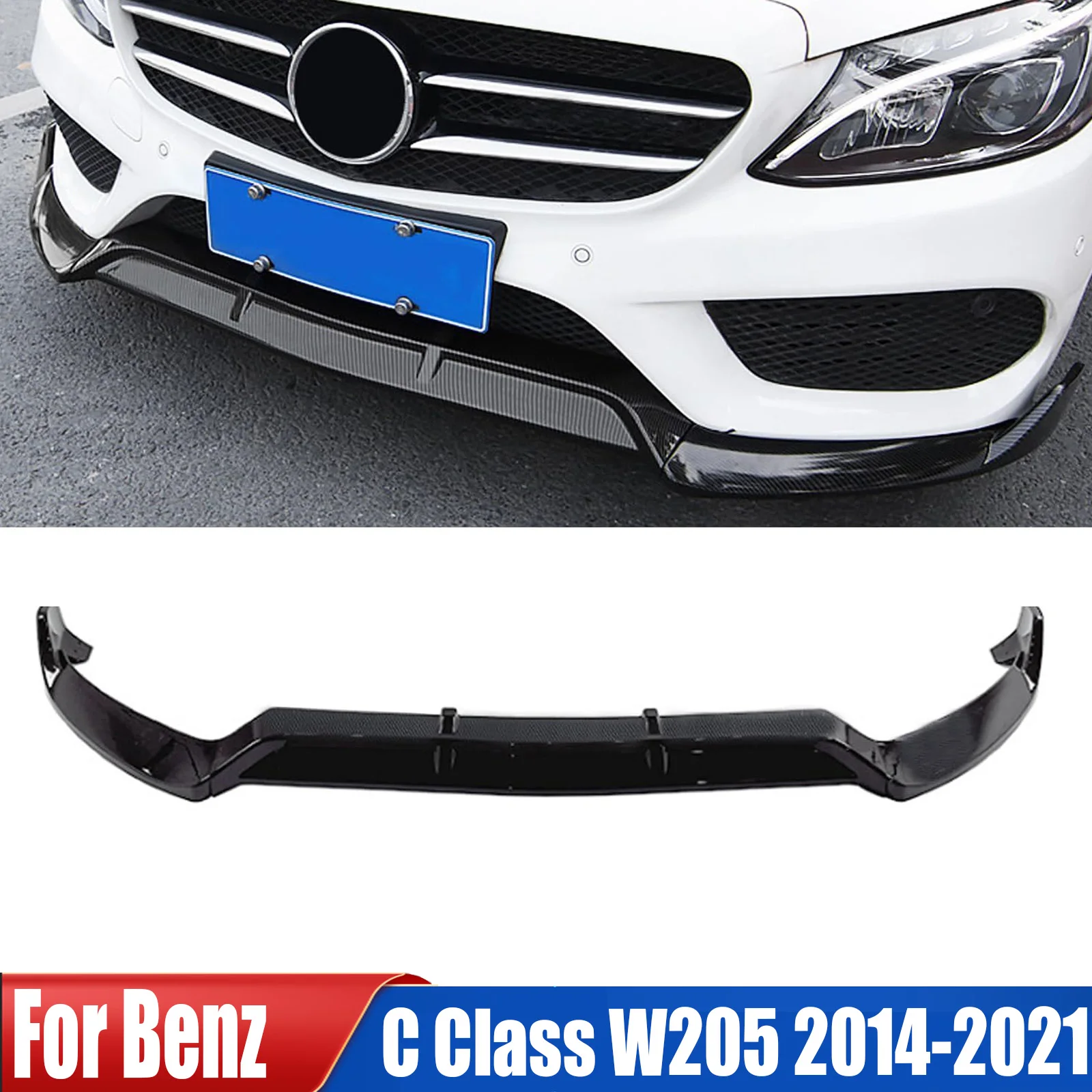 For Mercedes Benz C Class W205 2014-2021 Car Front Bumper Lip ...