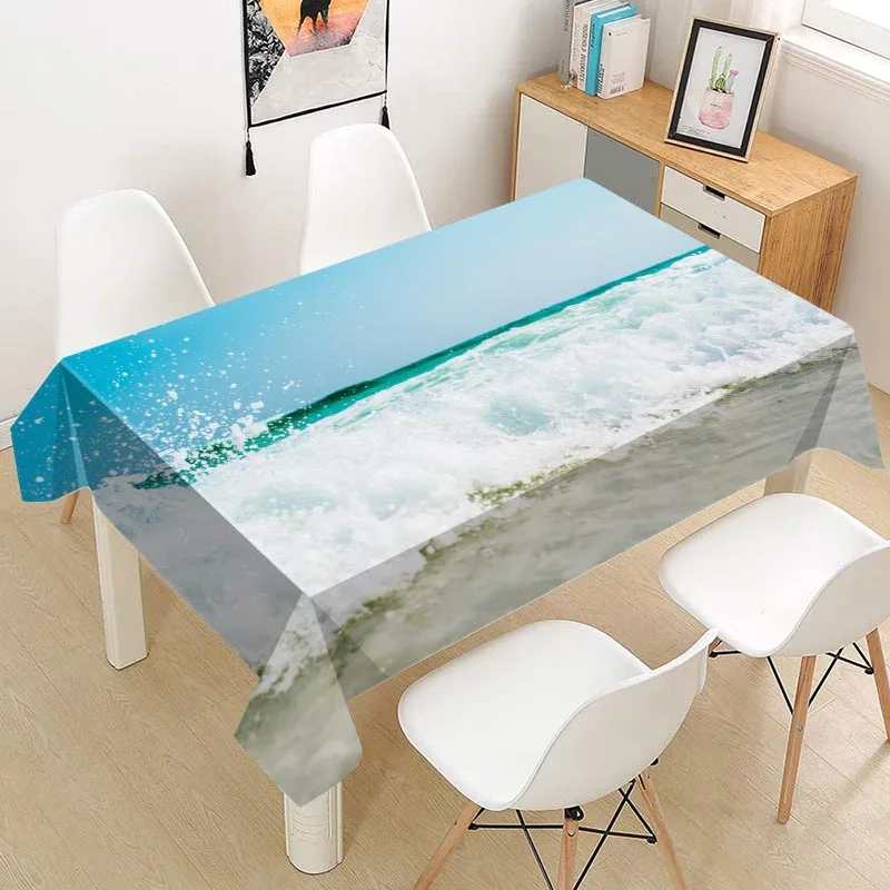 Beach-Water-Tablecloth-Oxford-Fabric-Square-Rectangular-Dust-proof ...