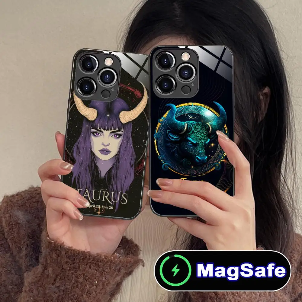 Zodiac Signs Taurus Phone Case for iPhone 16 15 14 13 12 11 Pro Max ...