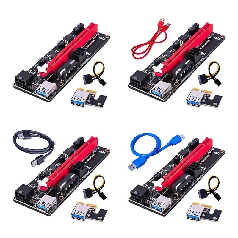 VER009S-PCI-E-Riser-Card-Dual-6Pin-Adapter-Card-PCIe-1X-To-16X-Extender ...