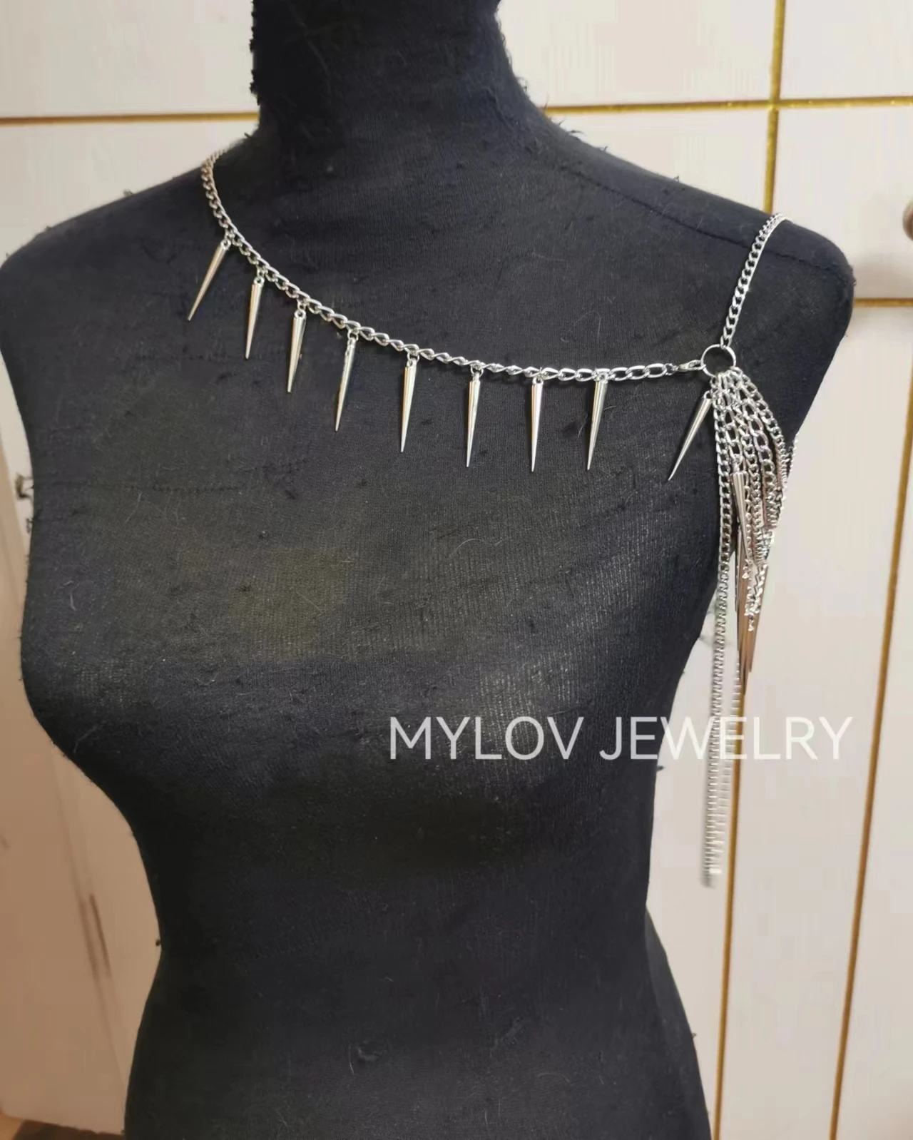 SL0025 Fashion Woman Punk Rivet Metal Chains BODY Chain Jewelry ...