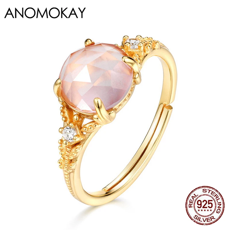 Anomokay-Luxury-Pink-Rose-Quartz-Gold-Color-Rings-for-Women-Gift ...