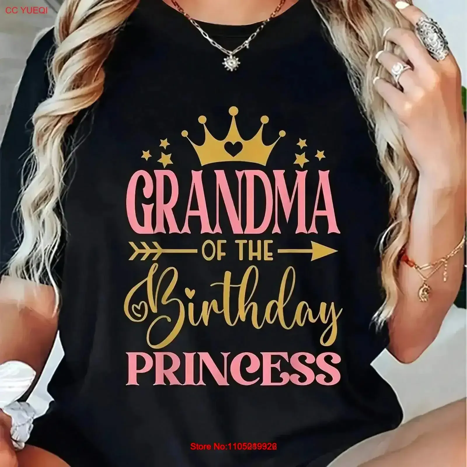 Women's T Shirt Birthday Princess Grandma with Stars and Crown Design ...