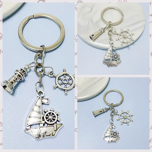Fashion-Jewelry-Metal-Keychain-Rudder-Sailing-Lighthouse-Friend-Sailing ...