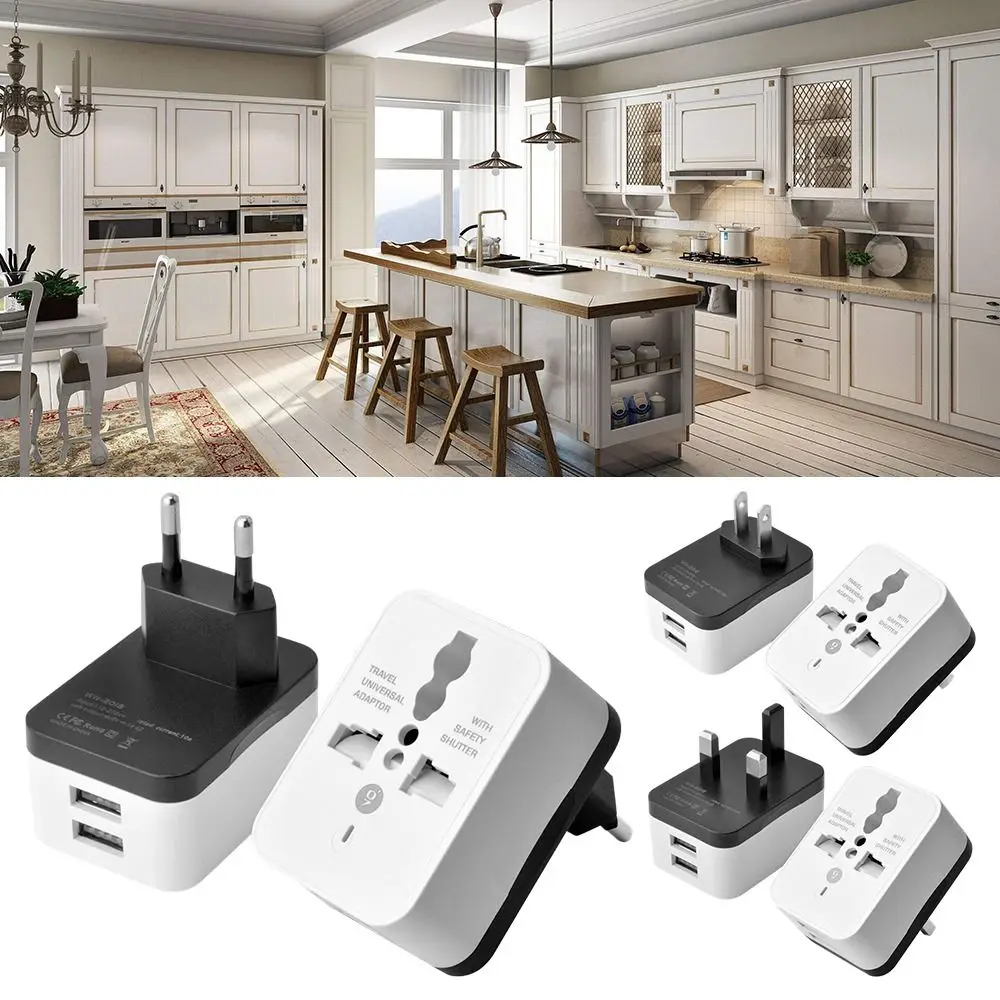 Wall Socket 2 USB Port Europe European Outlet Connector UK EU US to ...