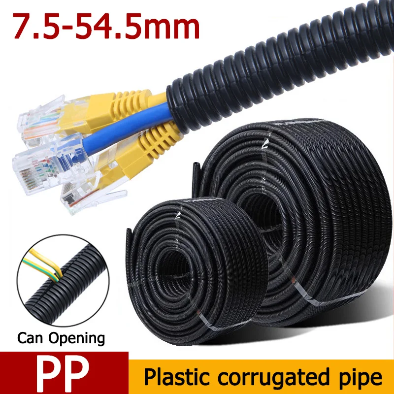 1-50M-PP-Corrugated-Tube-Pipe-Insulation-Flame-Retardant-Plastic-Wire ...