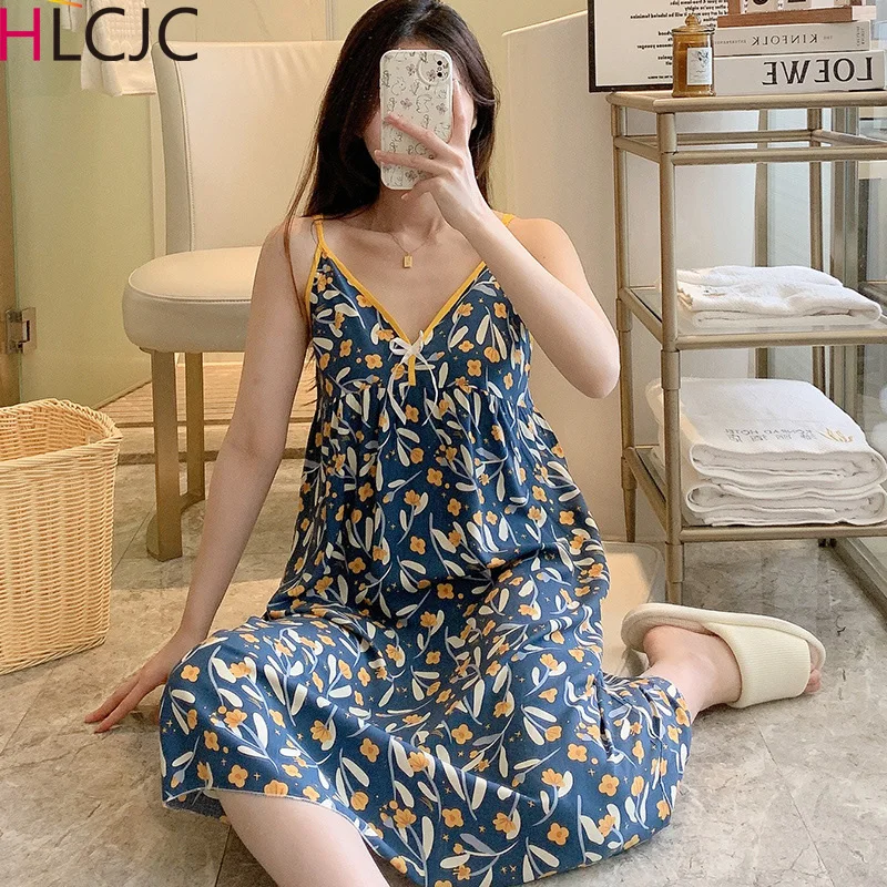 Ladies-Spring-Summer-Nightgowns-Simple-Nightdress-Casual-Large-Size ...