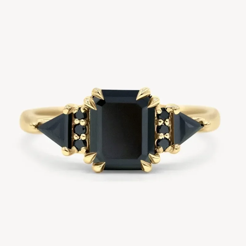 Exquisite-Square-Black-Stone-Zircon-Engagement-Rings-Classical-Gold ...