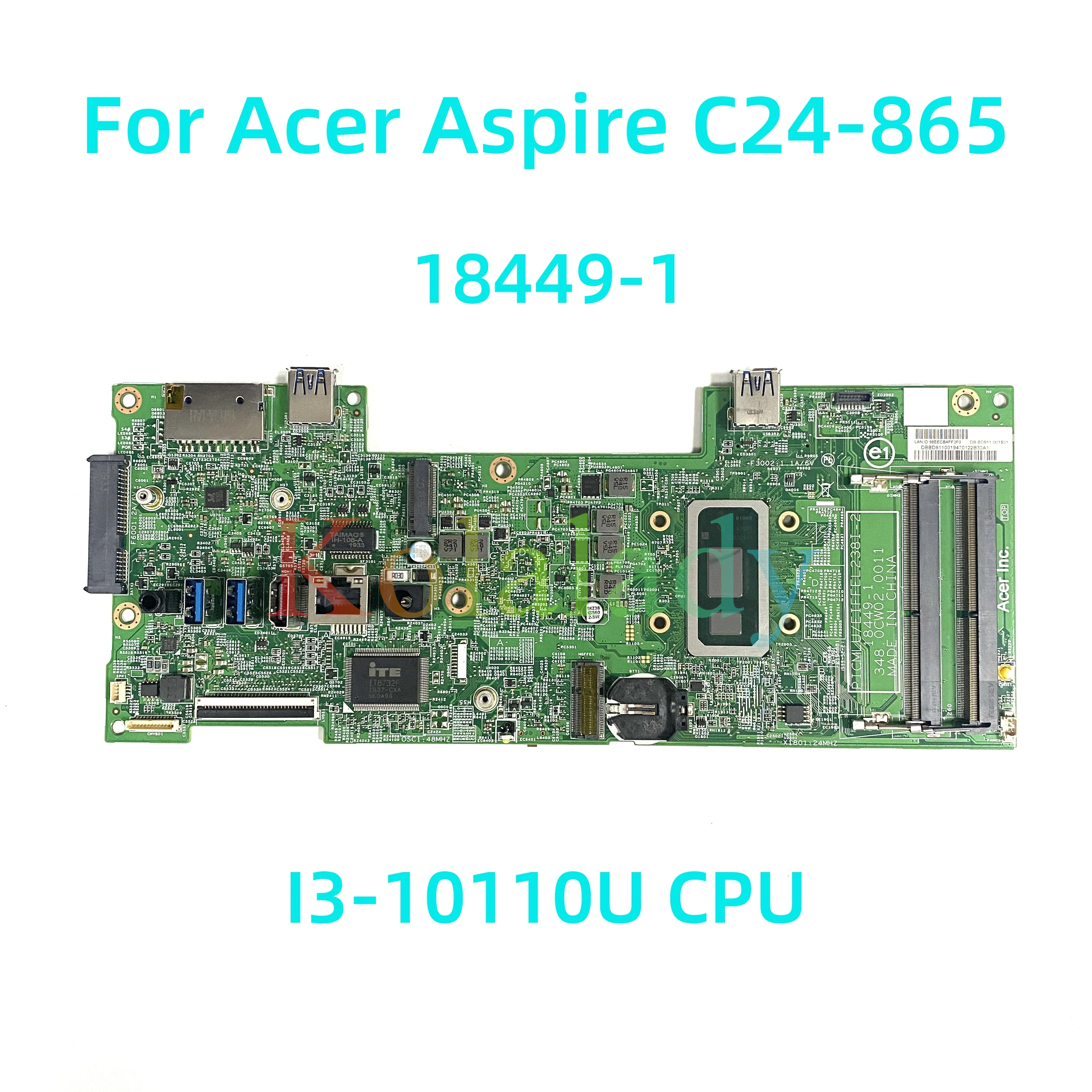 For-Acer-Aspire-C24-865-Laptop-motherboard-18449-1-With-I3-10110U-CPU ...