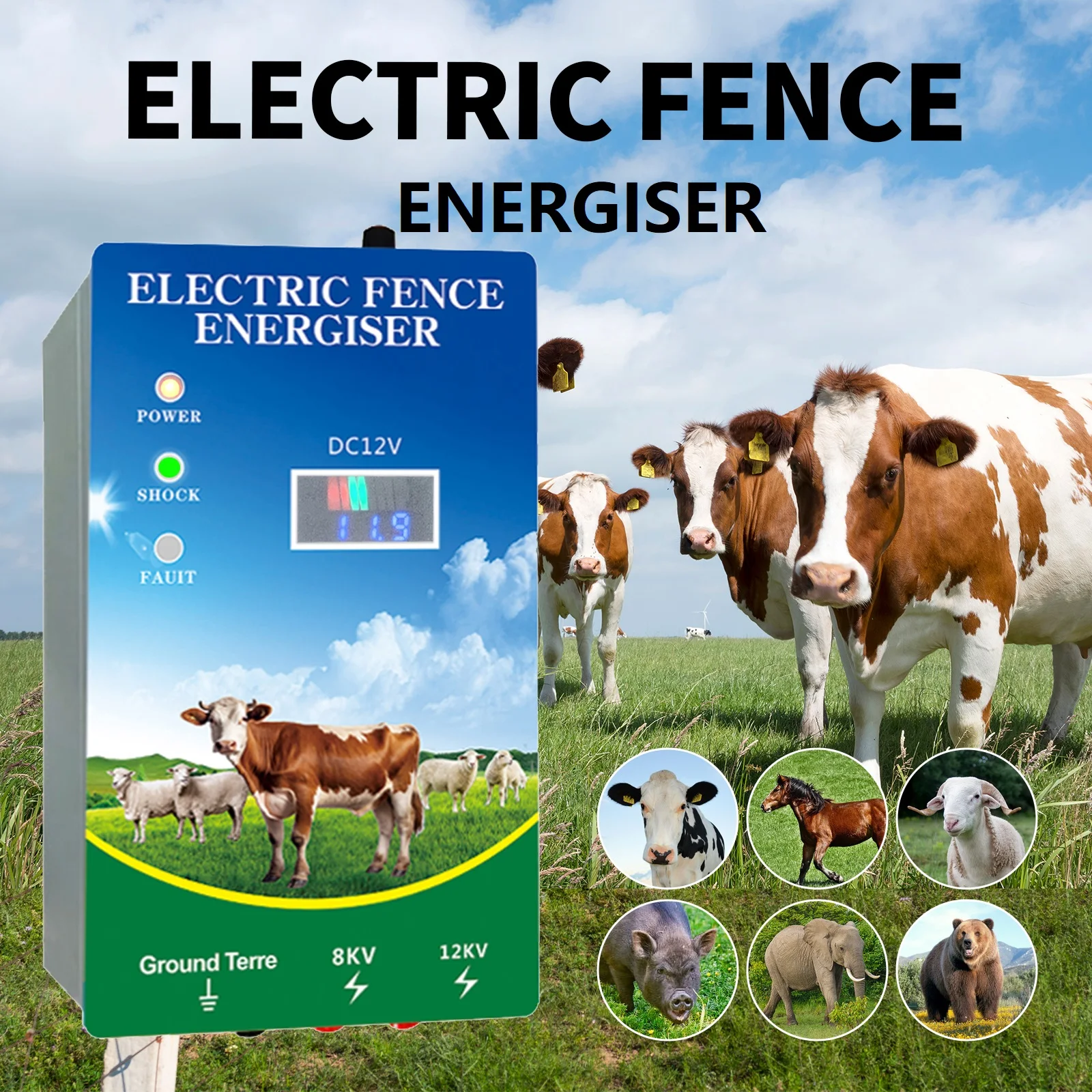 10KM-Electric-Fence-High-Voltage-Controller-Shepherd-Fence-Energizer ...