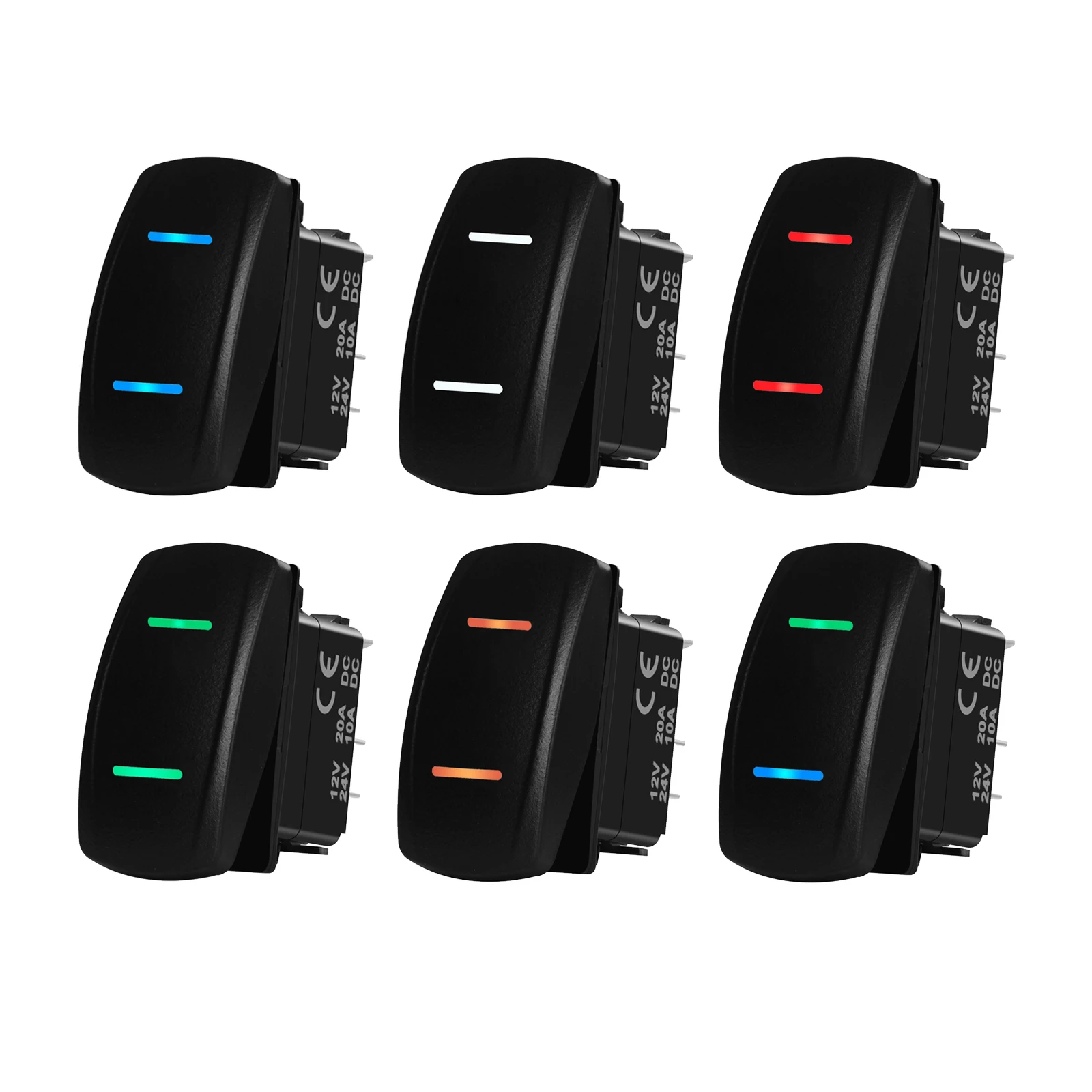 12V-20A-White-Dual-Bar-Rocker-Switch-5Pin-SPST-ON-OFF-7Pin-DPDT-ON-OFF ...