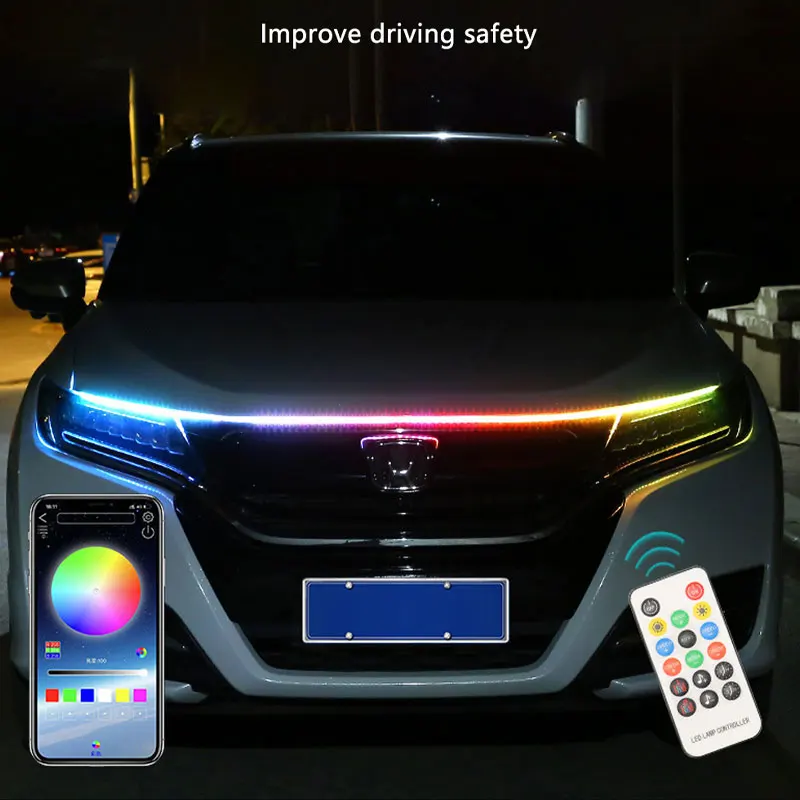 rgb-led-strip-Car-DRL-Daytime-running-lights-Car-hood-decorative-light ...