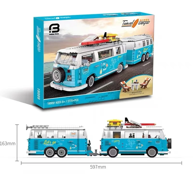 2775PCS technology T1 Camper Car Van trailer Car Model Building Blocks ...