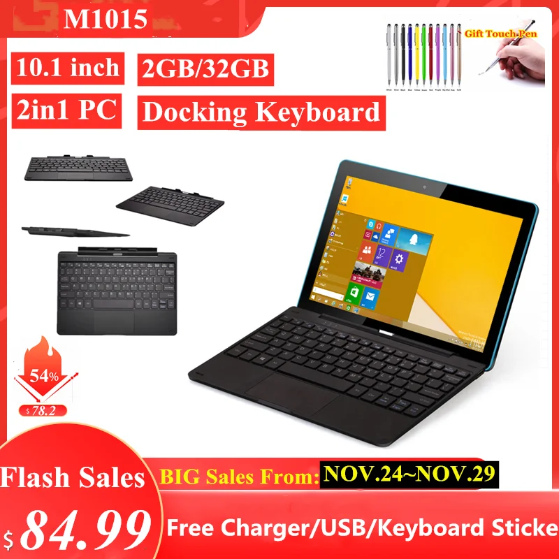 New 10.1'' Windows 10 Tablet Pc With Docking Keyboard 2gb Ddr3 ...