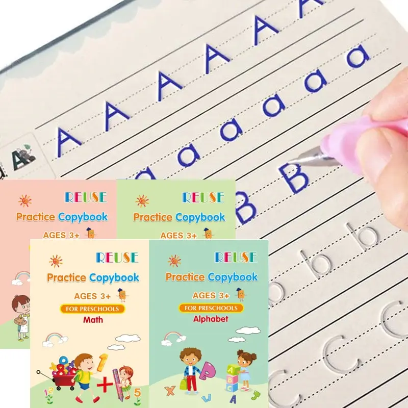 4-Books-Pen-Magic-Copy-Book-Free-Wiping-Children-Kids-Writing-Sticker ...