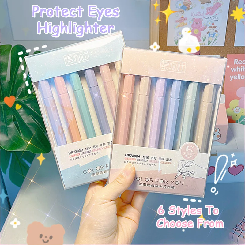 6pcs Double Heads Cute Marker Highlighter Kawaii Color Manga School ...
