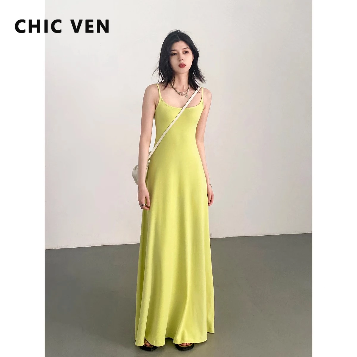 CHIC-VEN-Women-Dresses-Solid-New-Sleeveless-Girl-U-Neck-Strap-Dress ...