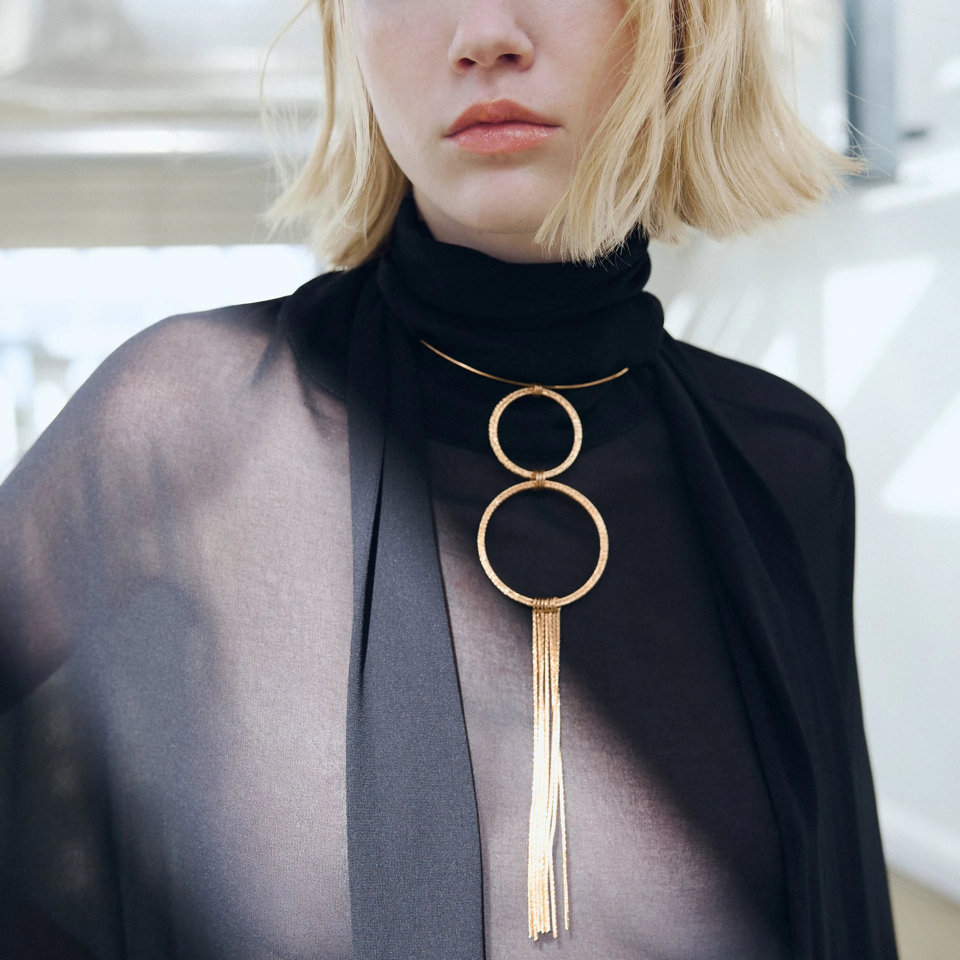 Collar con colgante de flecos para mujer, Gargantilla con círculos de ...