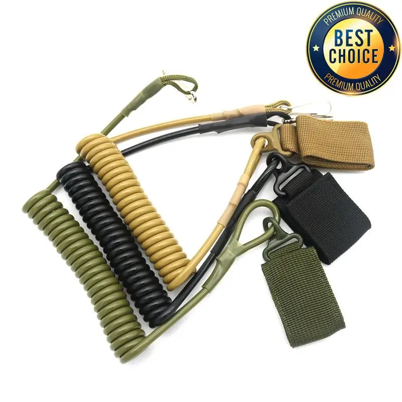 Tactical-Anti-lost-Elastic-Lanyard-Rope-Military-Spring-Safety-Strap ...