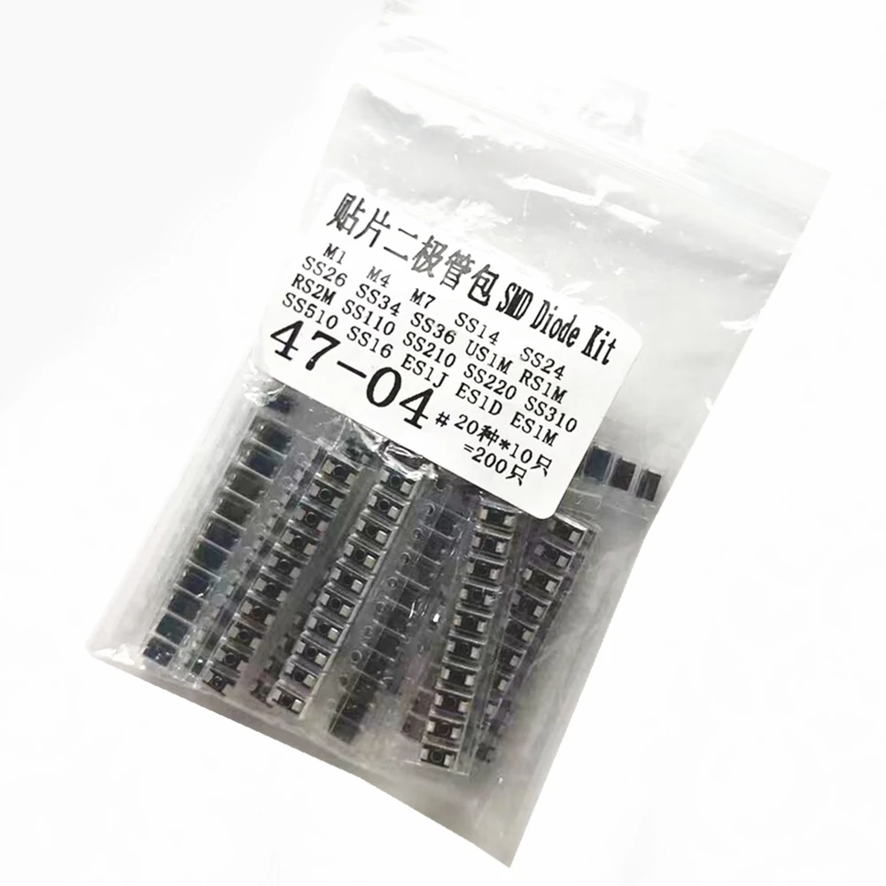 200pcs/lot Smd Diode Assorted Kit 20value*10pcs Contains Ss110 Ss220 ...