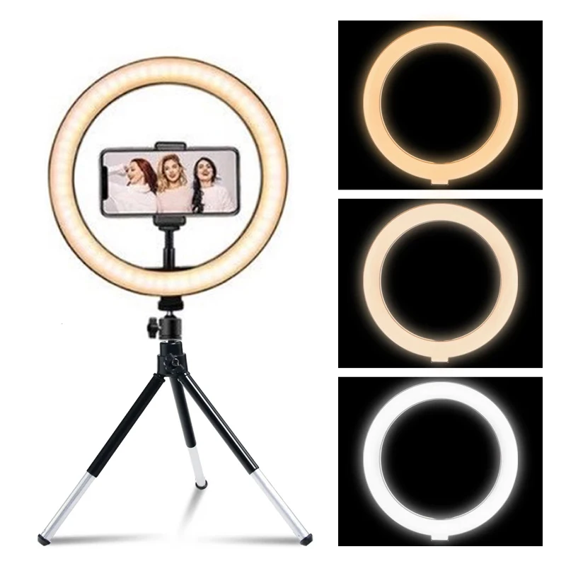 LED-Selfie-Ring-Light-com-trip-e-suporte-para-telefone-3-modos-regul ...