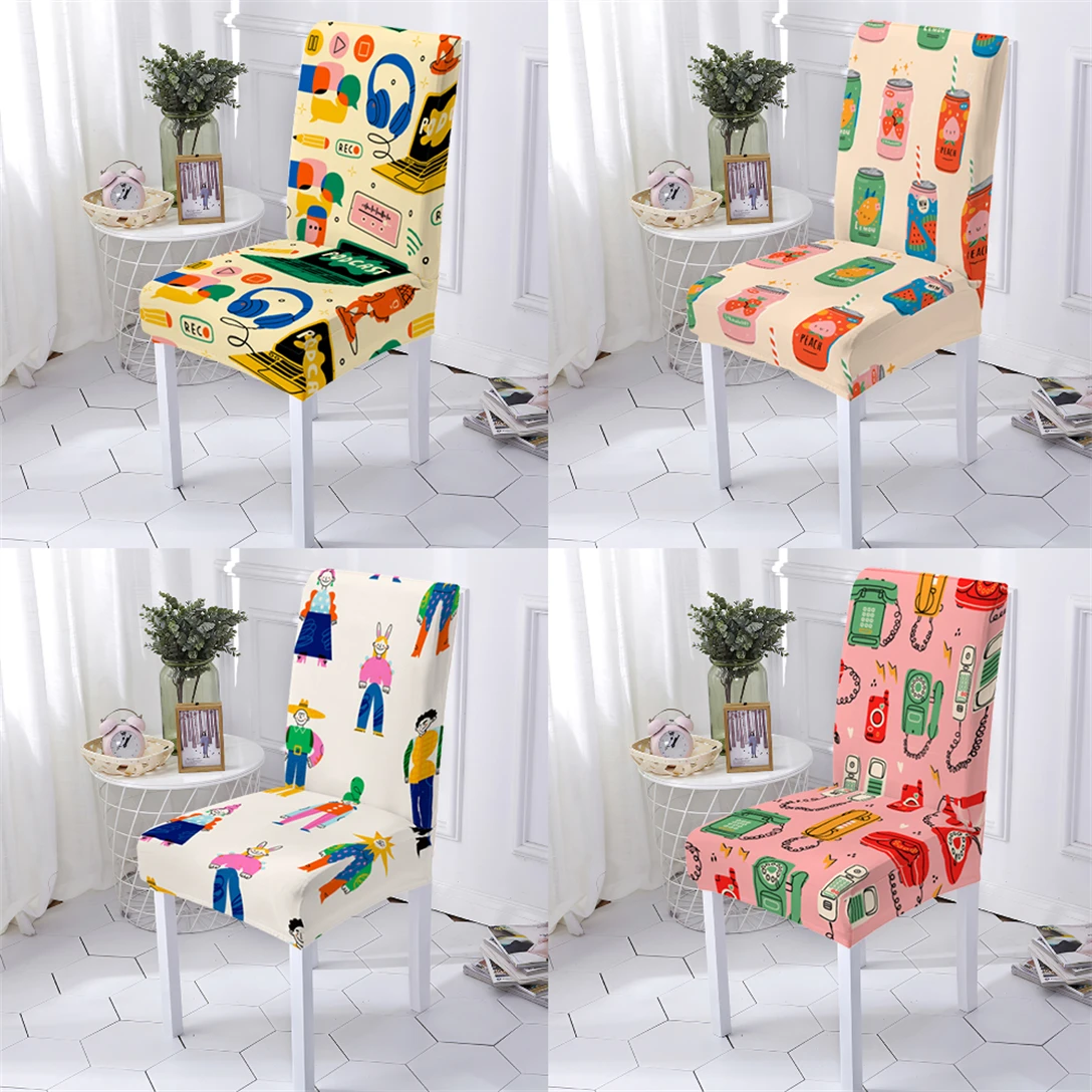 Cartoon-Portrait-Style-Cover-Chair-Seat-Covers-For-Chairs-Leisure-And ...