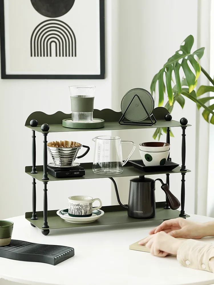 Dark-Green-Storage-Racks-Metal-Table-Organizers-Cups-Holders-Home ...