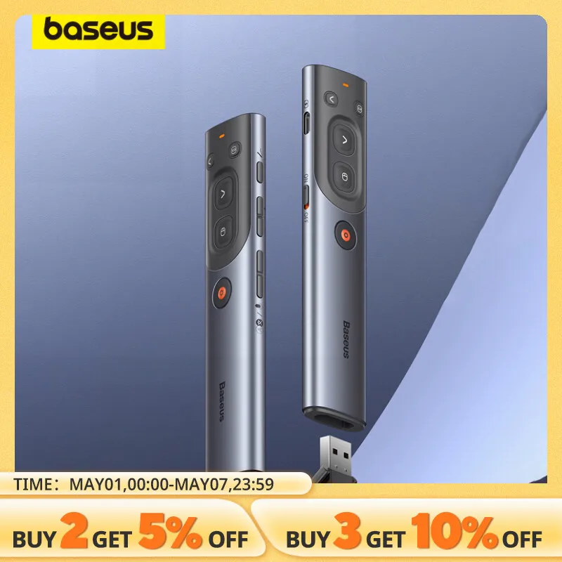 Baseus-Wireless-Presentation-Pointer-PPT-Page-Turner-USB-Pointer-with ...