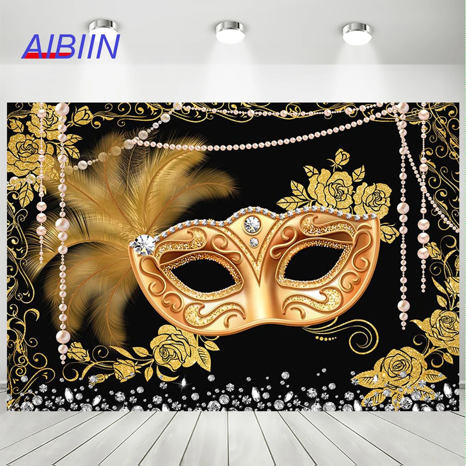 AIBIIN-Masquerade-Ball-Photography-Background-Black-Gold-Silver ...