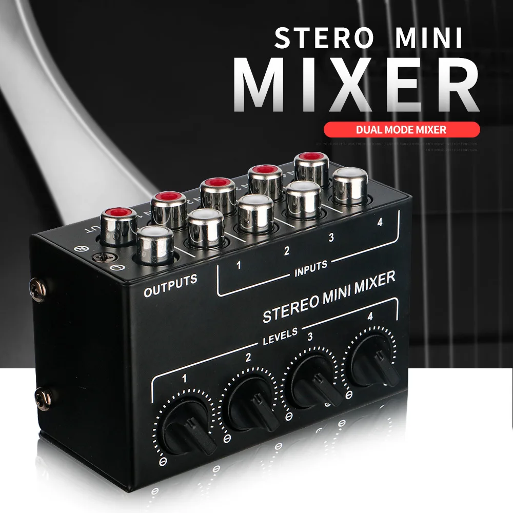 Mini-Stereo-Audio-Mixer-Mixer-Passivo-Microfone-Multi-Canal-1-em-4-Out ...