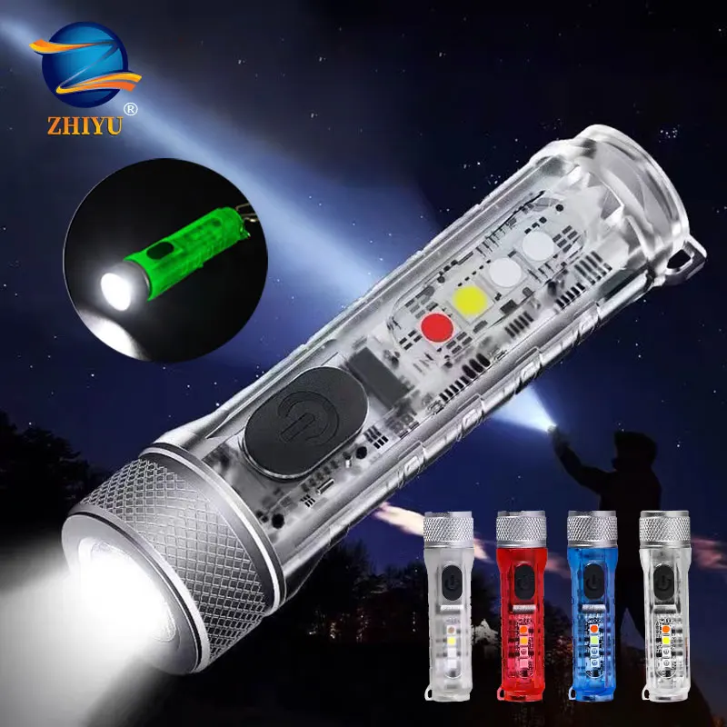 New Mini Keychain Flashlight Type-c Fast Charging Red, Blue And Purple ...