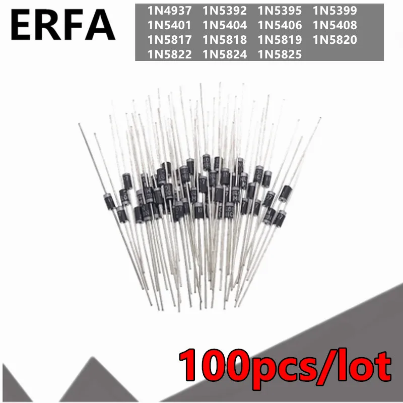 100pcs-1N4937-1N5392-1N5395-1N5399-1N5401-1N5404-1N5406-1N5408-1N5817 ...