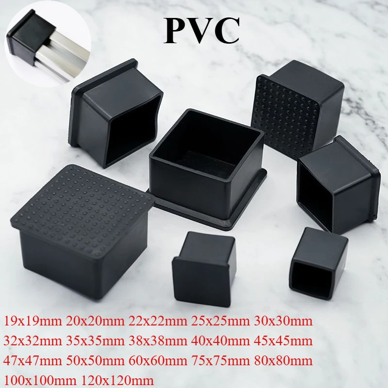 Funda de tubo de goma suave de PVC negro cuadrado, tapa de tubo ...