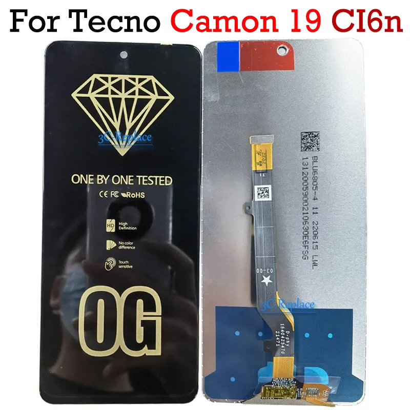 Black-6-8-Inch-For-Tecno-Camon-19-CI6-CI6n-LCD-Display-Touch-Screen ...