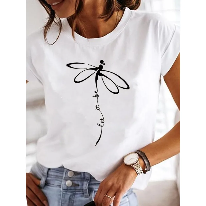 Camiseta-de-manga-corta-con-estampado-de-insecto-explosivo-y-mariposa-y ...
