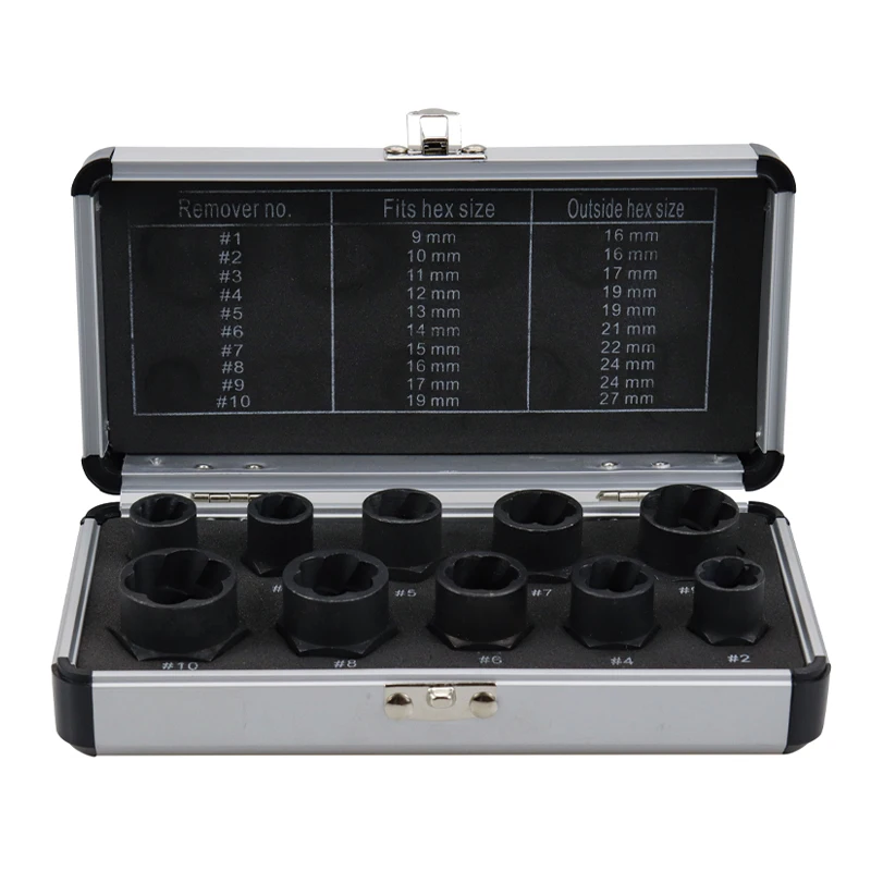 9-19mm-Nut-Screw-Remover-Extractor-10Pcs-Damaged-Bolt-Threading-Tool ...