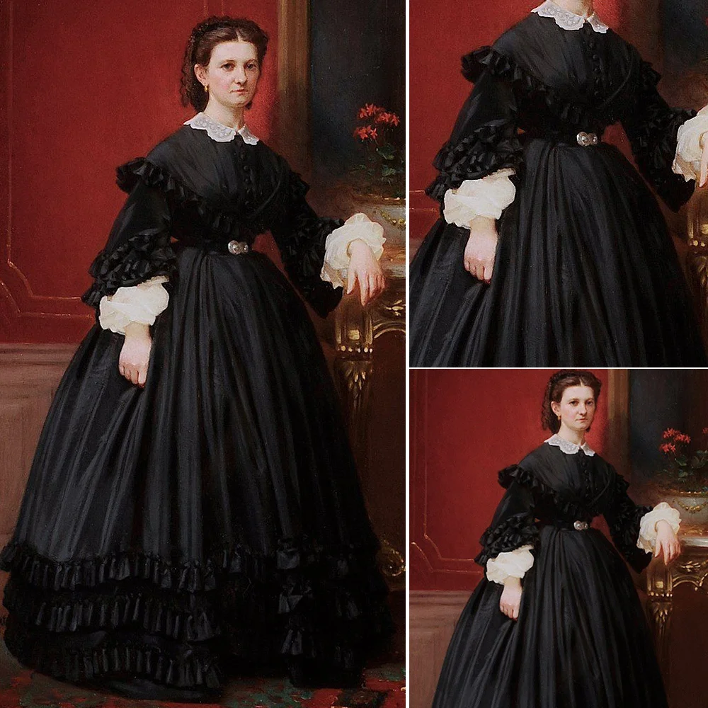 Black-1850s-Victorian-Day-Dress-18th-Century-Muslin-Dress-Civil-War ...