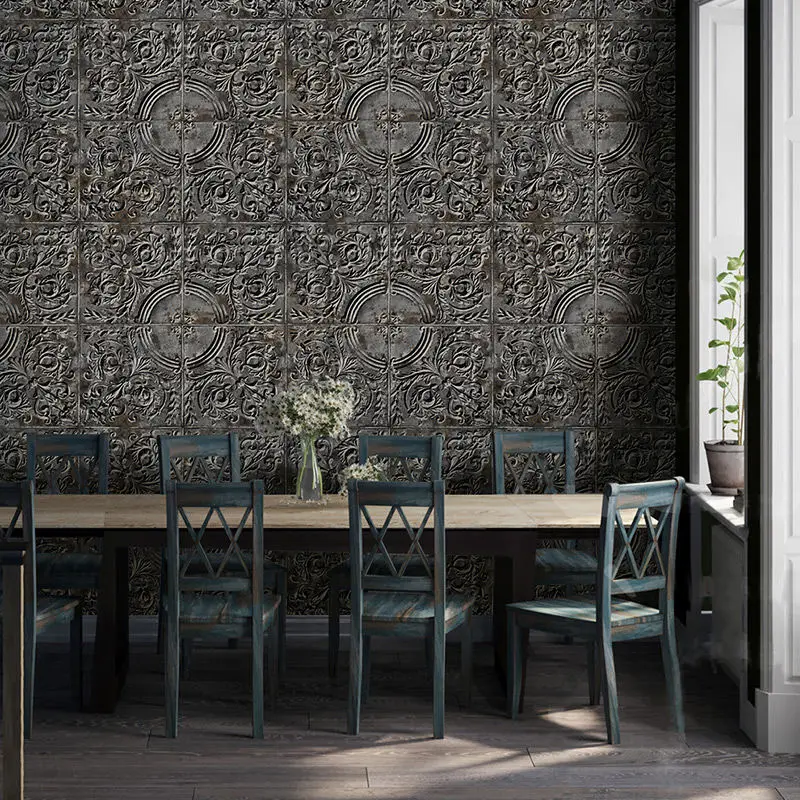 New Retro Nostalgic Industrial Wind Antique Wallpaper Personality Metal ...