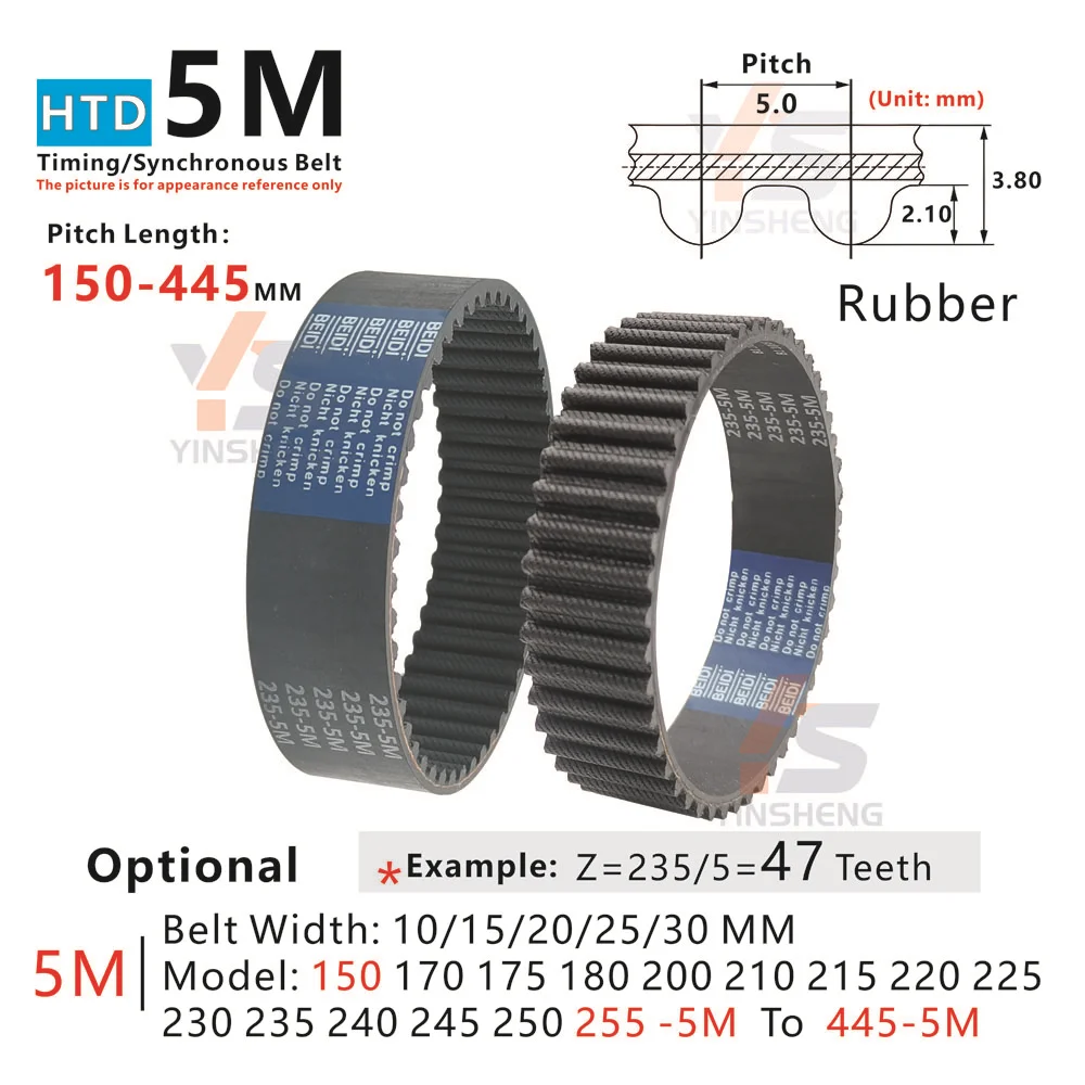 HTD5M Timing Belt Model from 150-5M to 445-5M High Precision Wear ...