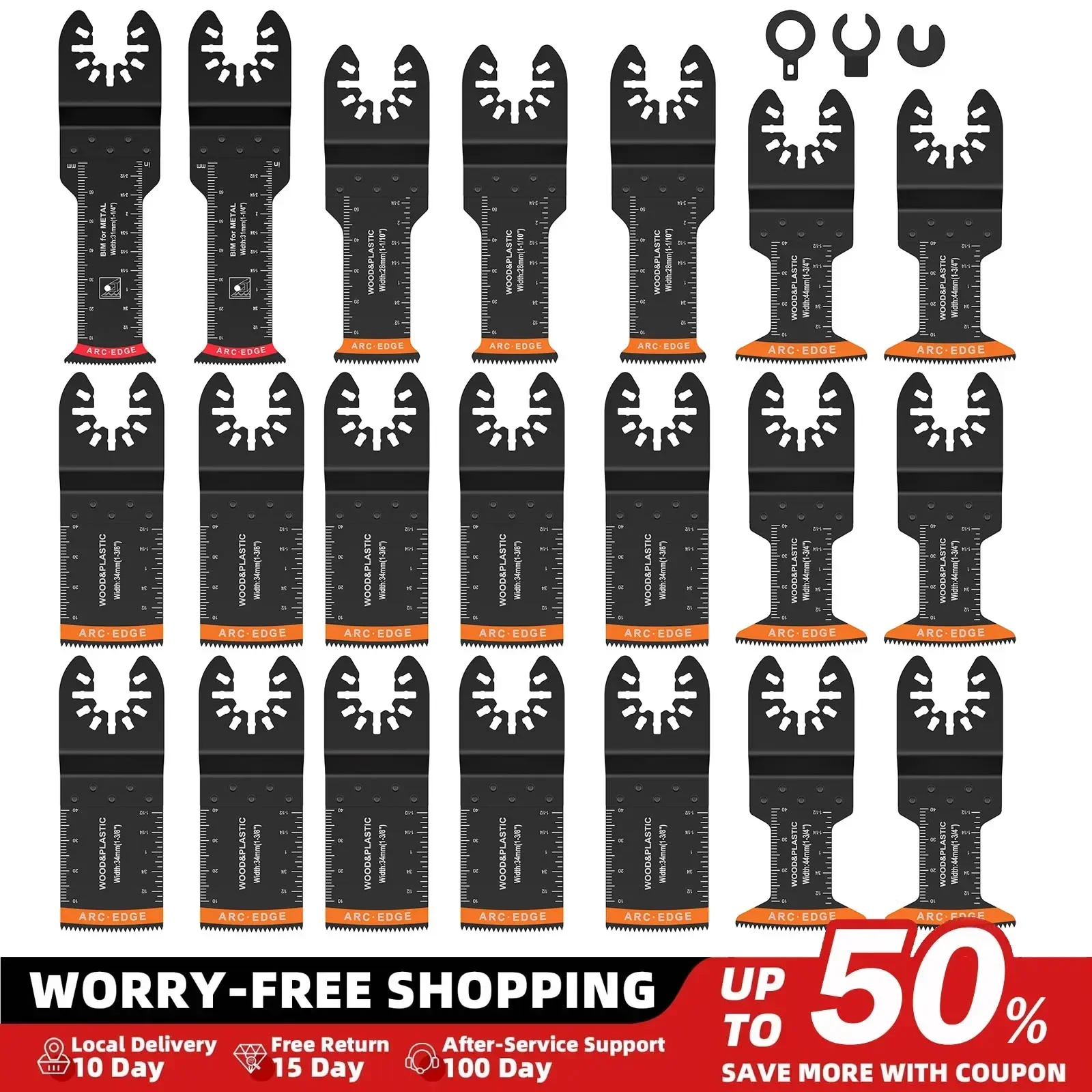 21Pcs-Oscillating-Saw-Blades-High-Carbon-Steel-Bi-Metal-Arc-Edge ...