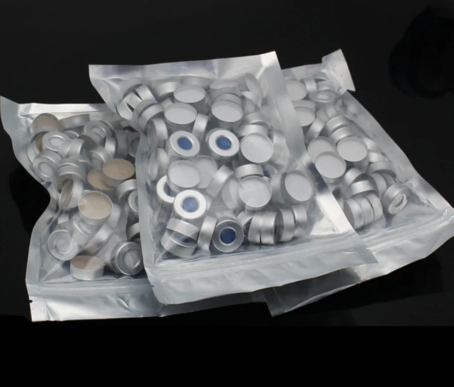 100pcs/lot 20mm*3mm Aluminum cap with White PTFE/ Blue Silicone septa ...