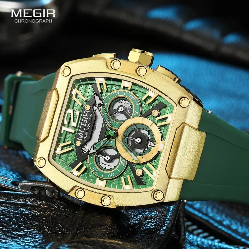 MEGIR-Fashion-Sport-Quartz-Watch-for-Men-Waterproof-Golden-Green ...