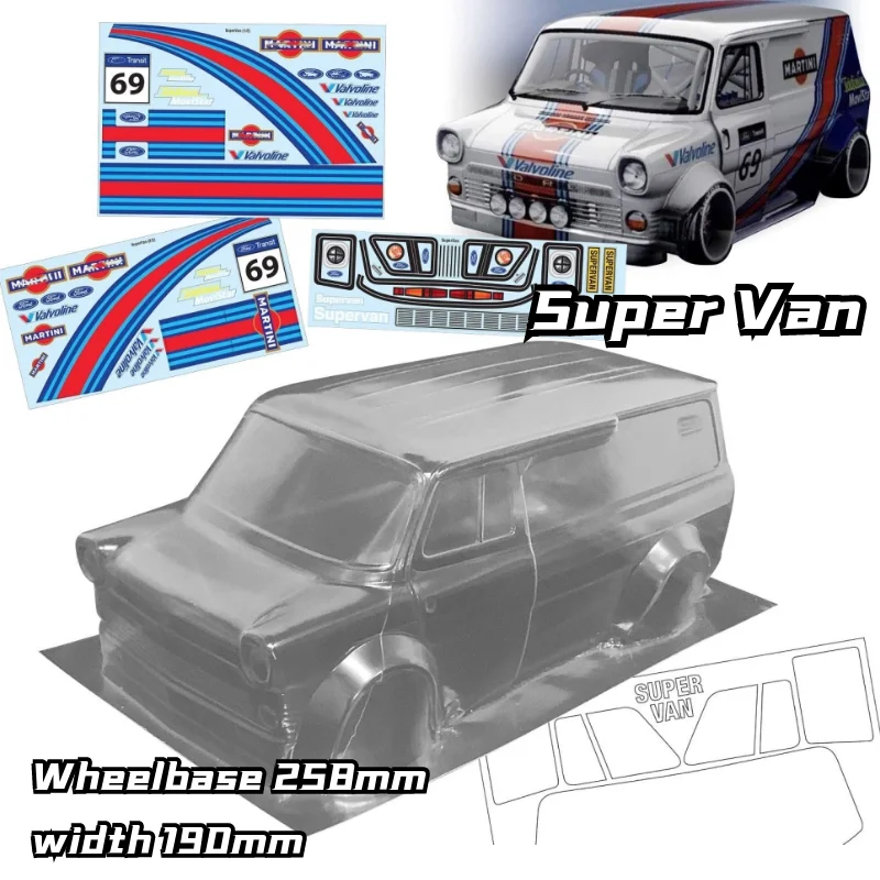 1-10-Super-Van-Wide-body-RC-PC-body-shell-lampshade-190mm-width ...