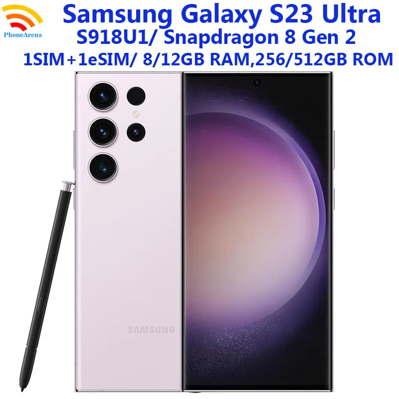 Samsung Galaxy S23 Ultra S23U 5G S918U1 6.8" 8/12GB RAM 256/512GB ROM Snapdragon 8 Gen 2 eSIM ...