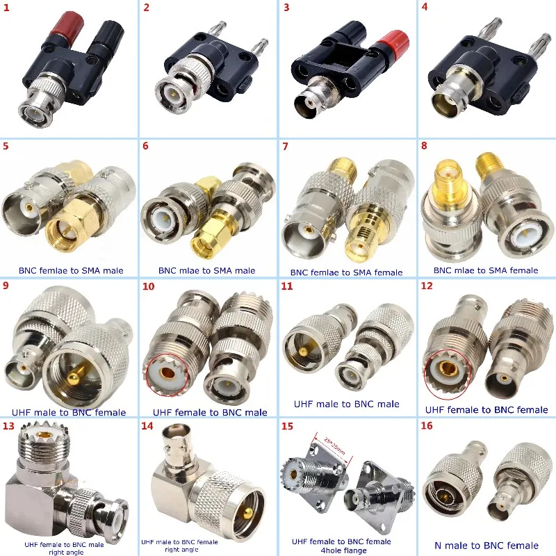 1Pcs-SL16-PL259-SO239-UHF-L16-N-Type-To-Q9-BNC-Male-Female-Connector ...