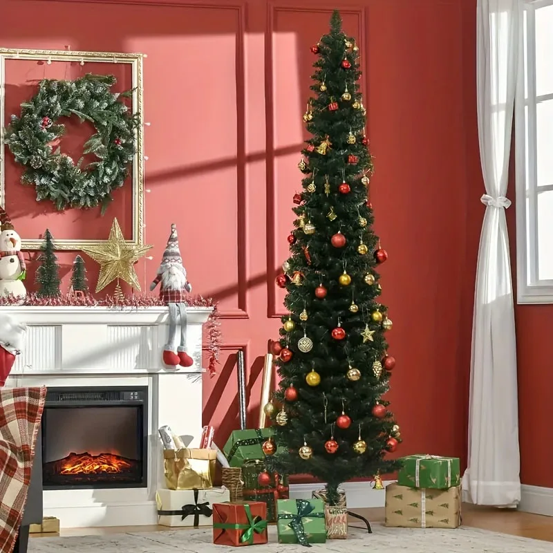 Artificial Christmas Tree Pointed Head PVC Pencil Green Christmas Tree ...