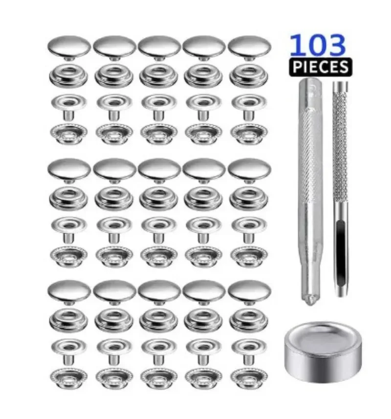 100pcs-15mm-Canvas-Snap-Kit-Marine-Grade-Snap-Fastener-Stainless-Steel ...